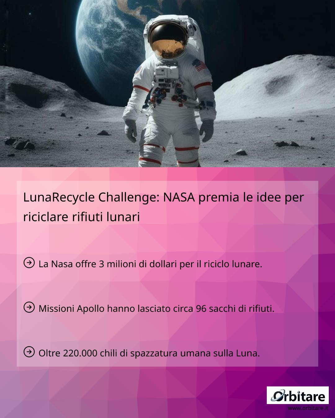 LunaRecycle Challenge: NASA premia le idee per riciclare rifiuti lunari ...