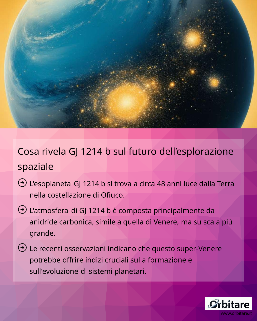 Cosa rivela GJ 1214 b sul futuro dell'esplorazione spaziale - Orbitare